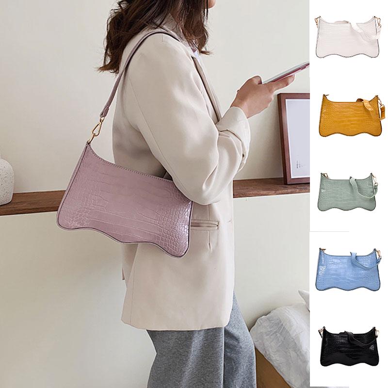 Buy Crocodile Wavy Armpit Bag Shouler Bag Tote Clutch Handbag Armpit ...