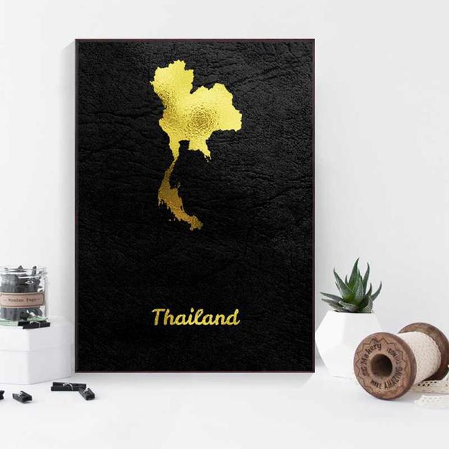 Cheap Golden Contries Map Russia Italy Poland Morocco Canvas Painting ...