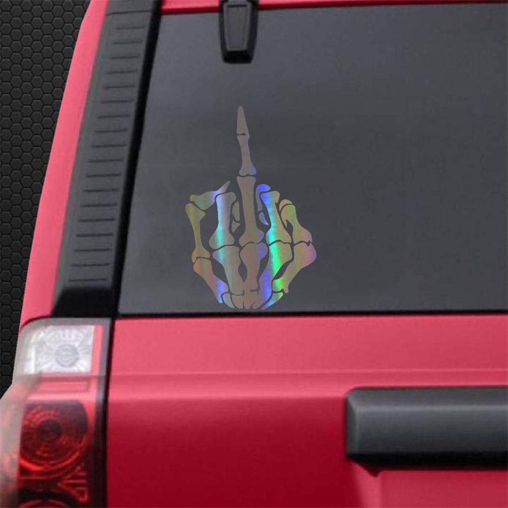 💰Kjøp Skeleton Hand Car Sticker Self Adhesive Middle Finger Gesture For ...