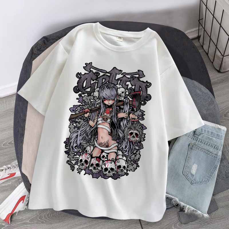 Satın alın Yaz Gotik Giyim Seksi Kadın Gevşek Kadın T-shirt Punk Dark ...