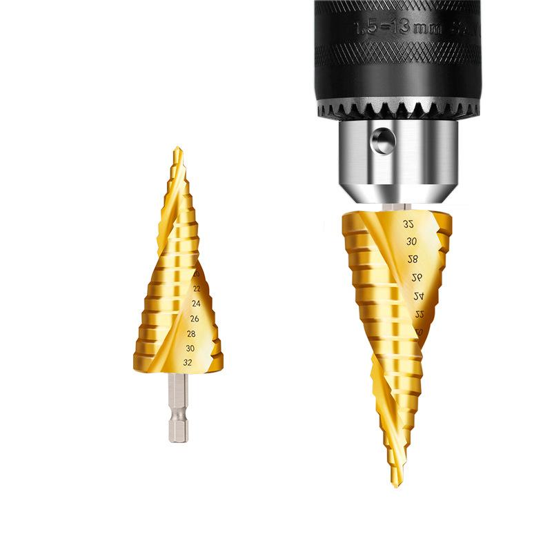 Buy 3pcs HSS Spiral Grooved Step Cone Drills Bits Set Hole Cutter Tool ...