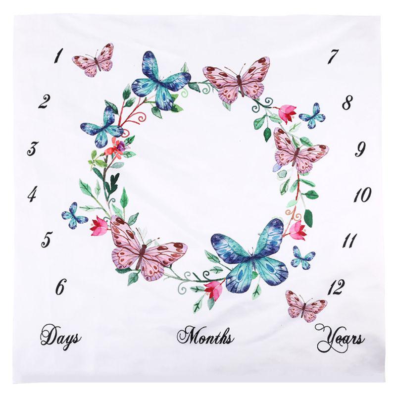 Buy Newborn Baby Milestone Number Butterfly Pattern Mat Blanket ...