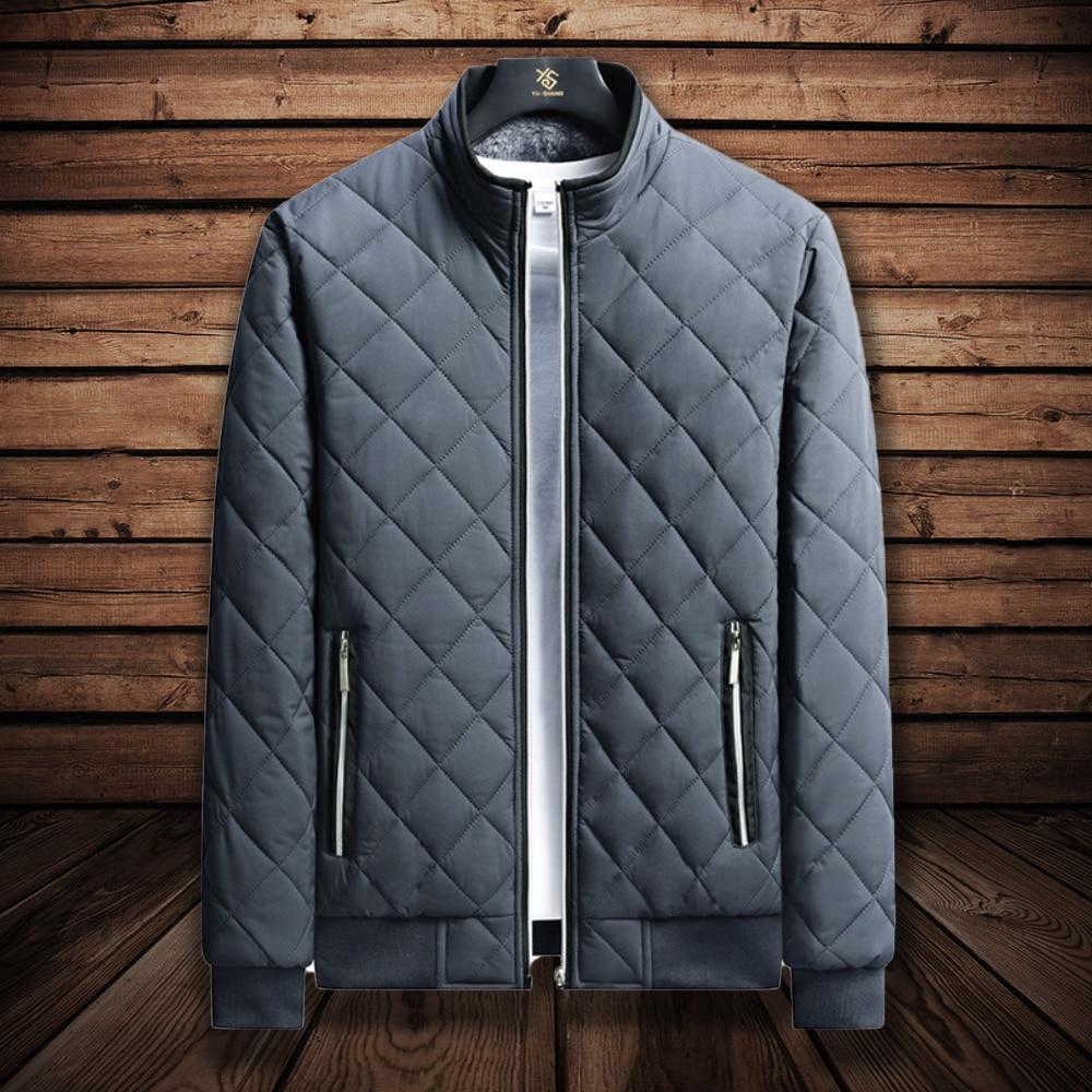 Buy Grey Jacket Men Cotton Padded Jackets Slim Fit Casual Warm Coats ...