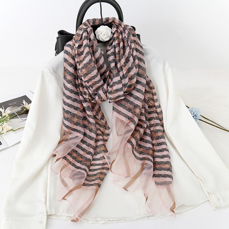 Spring and Autumn Thin Scarf Women's Fashion Striped Comfortable Casual ...