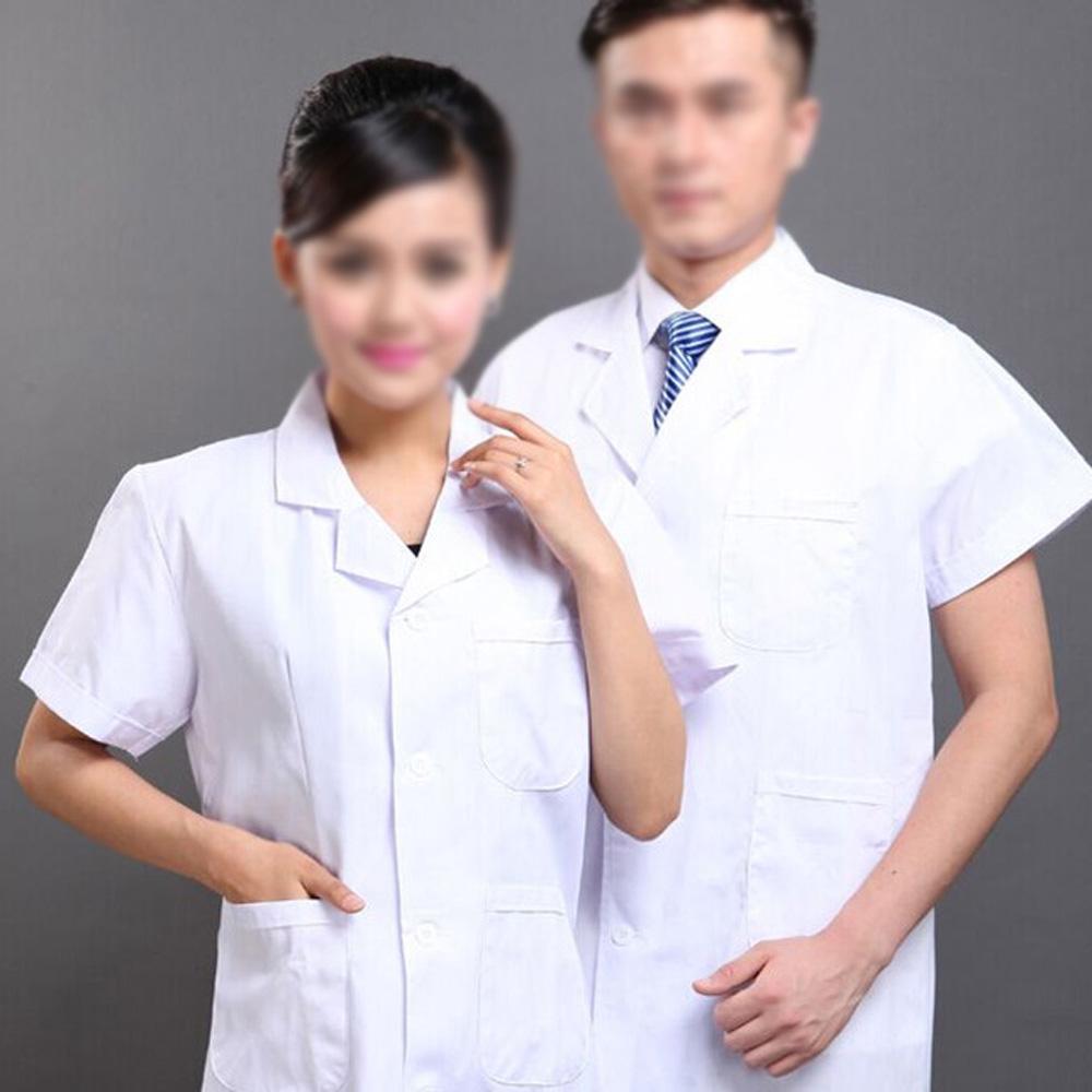 Men Unisex Scrubs Lab Coat Medical Nurse Doctor White Coat Uniform Long ...