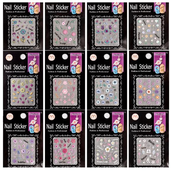 Buy 5D Embossed Nail Art Stickers Floral 12-Sheet Set 2 at affordable ...