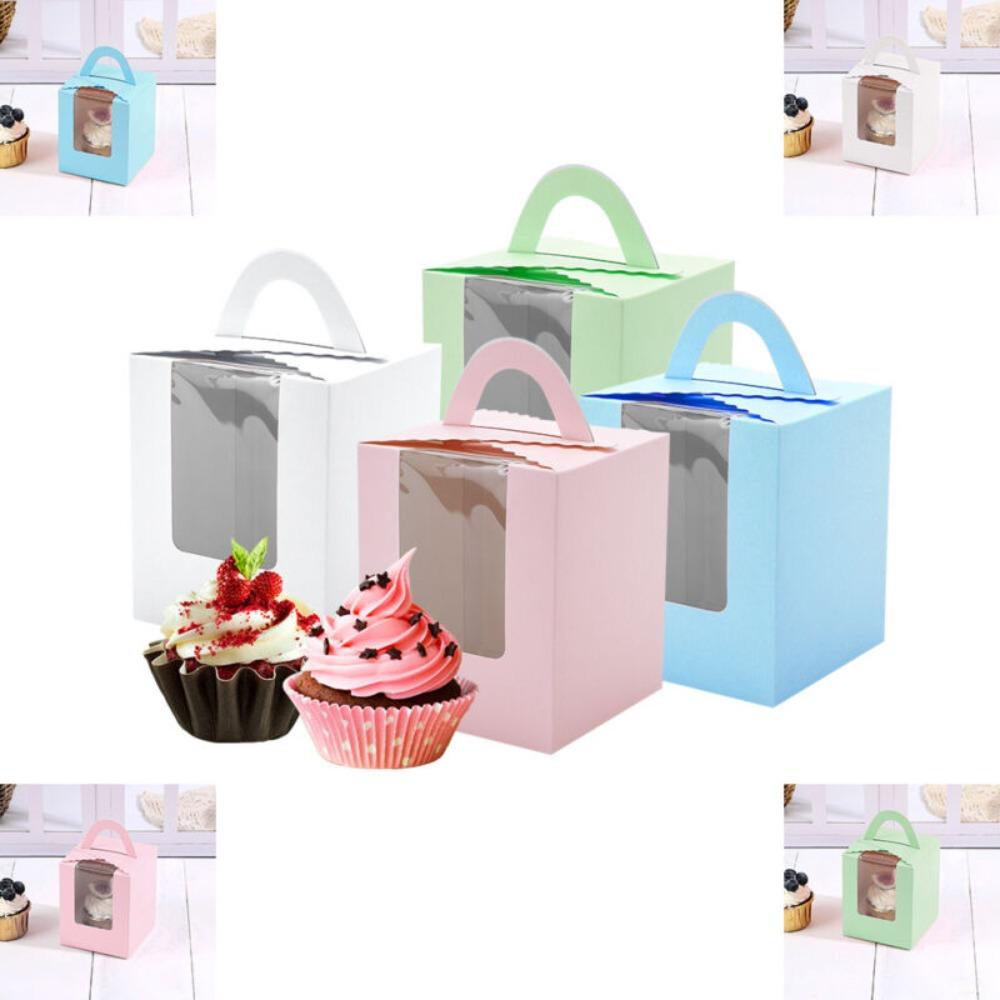 5pcs Brand New Pastry Portable Gift Muffin Box Transparent Window ...