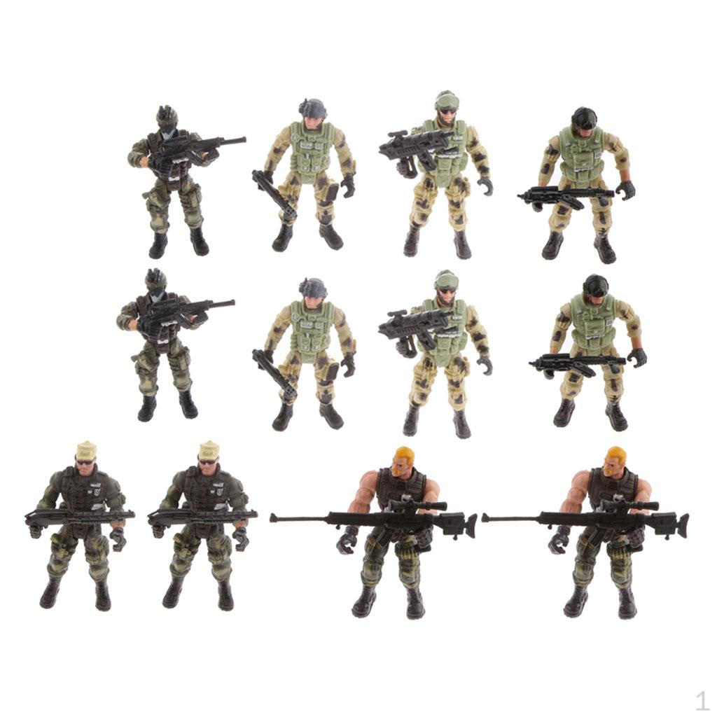 Buy 12 Police Male Soldiers with Weapons Model Kids Play Action Figure ...