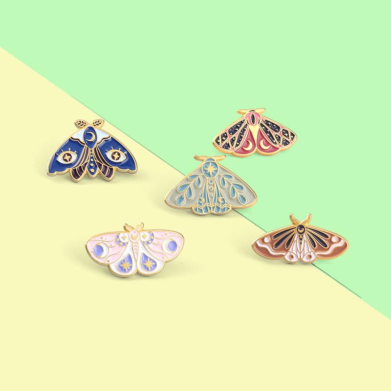 Buy Butterfly Moth Enamel Pin Brooches Star And Moon Retro Insect Gold ...