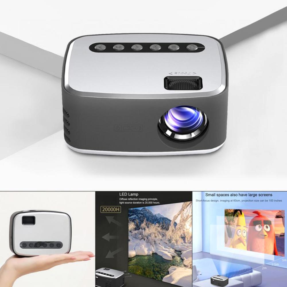 T20 Mini Portable Projector 1080P USB HD LED Home Media Video Player ...