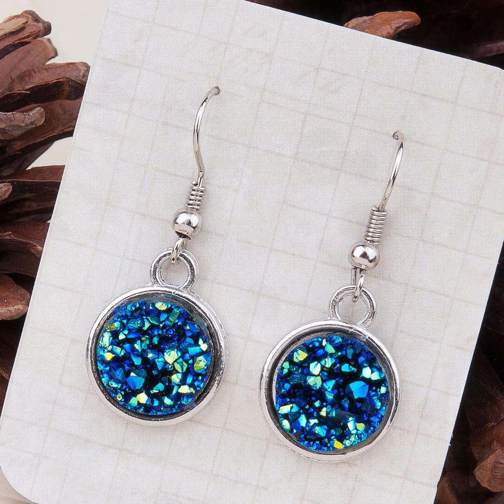 Buy Fashion Lady Resin Imitation Natural Stone Round Resin Earrings ...