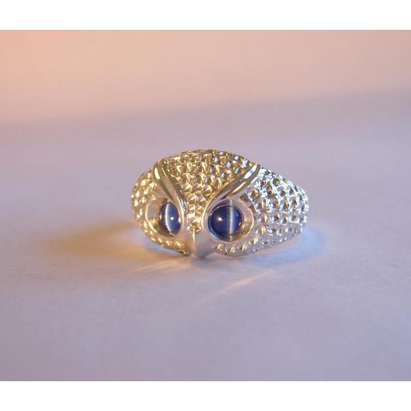 Buy Alloy Cute Blue Like Moon Personality Owl Head Ring Ring at ...