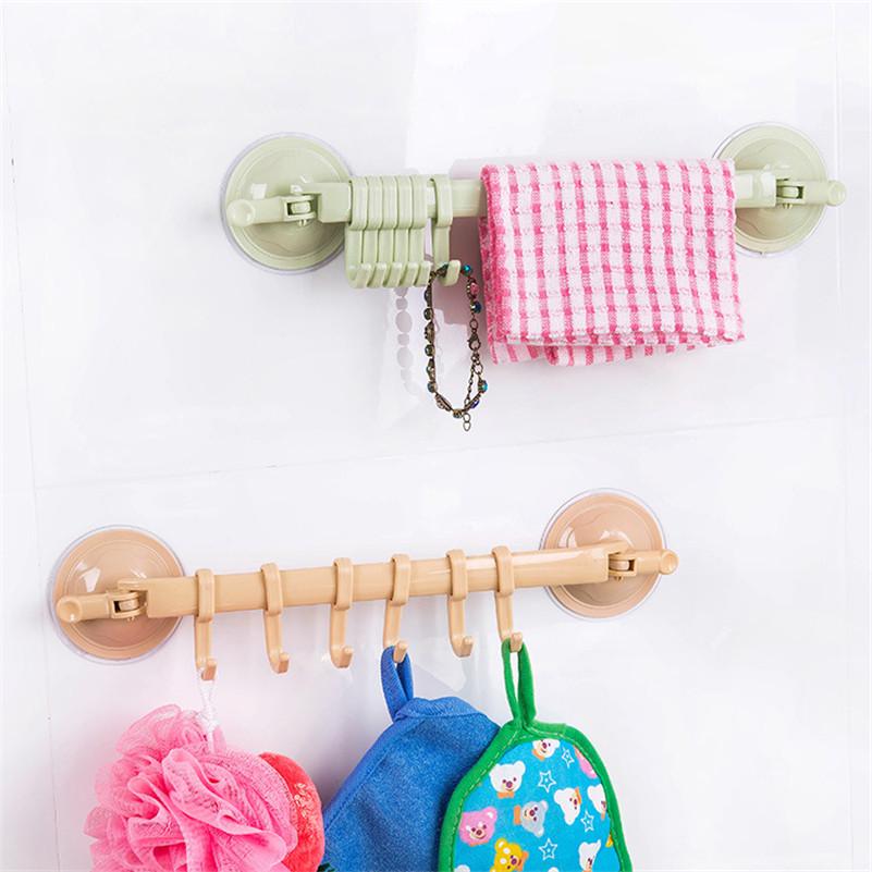 Buy 1 PC Bathroom Suction Cup Hanger With 6 Pcs Hooks Mutifunction ...