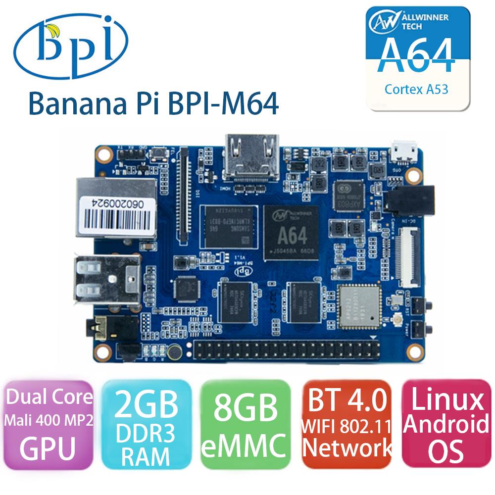 Buy Banana Pi BPI-M64 Allwinner A64 64-Bit Quad-Core Cortex A53 2GB DDR3 8G eMMC With WiFi BT4.0 ...