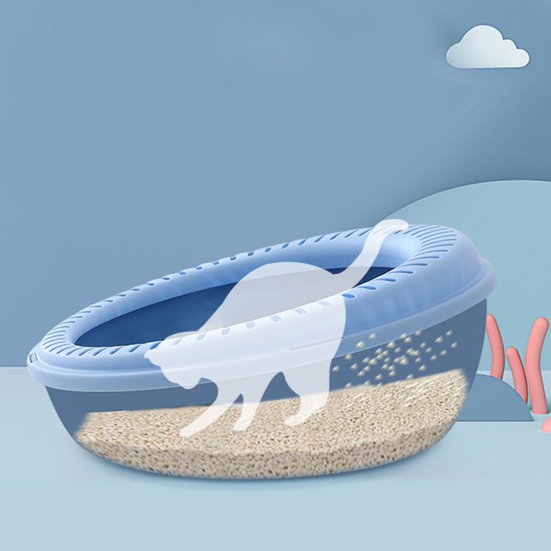 Buy Round Cat Litter Box Home Semi-closed Cat Toilet Pet Clean Sandbox ...