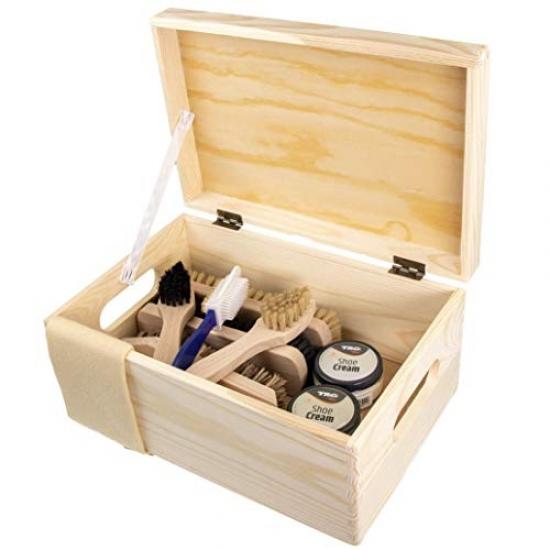 Buy Langlauf Shoe Polish Kit? Verona Natural Wood Pine Shoe Shine Box ...