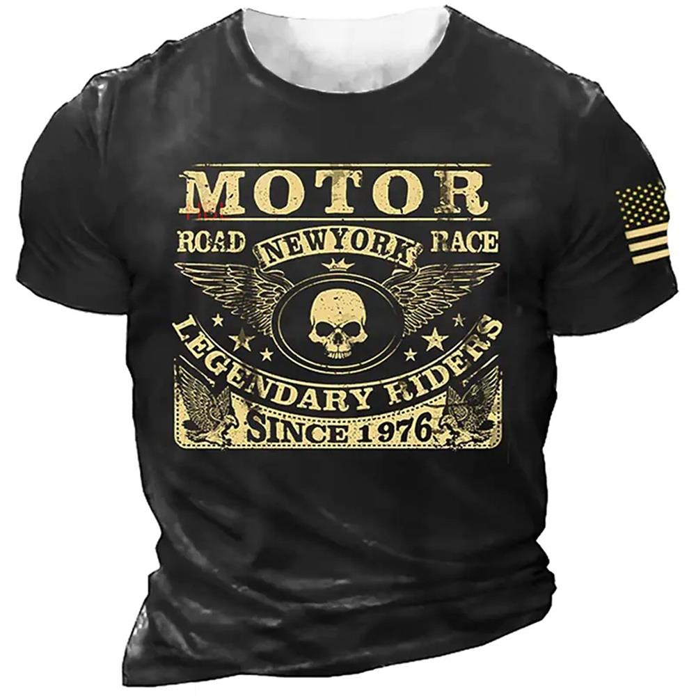 Cheap Motorcycle Trend Men T-Shirt Motor Biker 3d Print Vintage Short ...