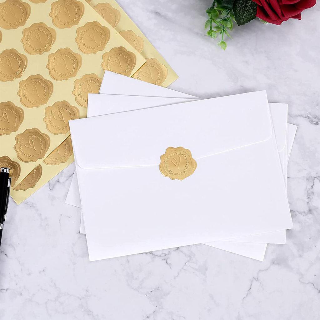 Buy 100PCS Stickers Matte Gold Stickers Holiday Invitations 3D Embossed ...