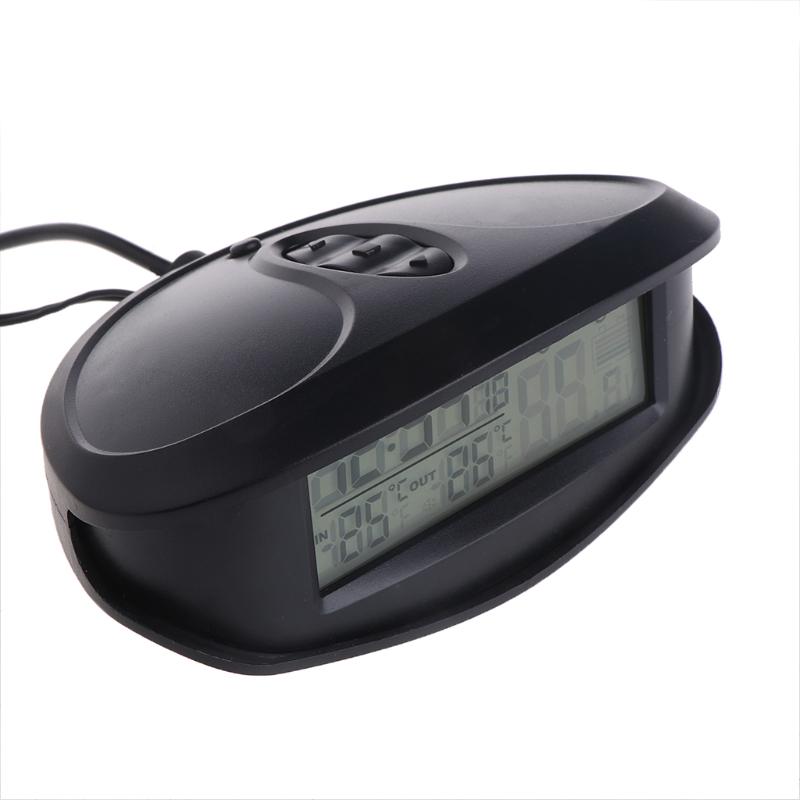 Digital Car In & Outdoor Thermometer Voltmeter Time Clock Alarm ...