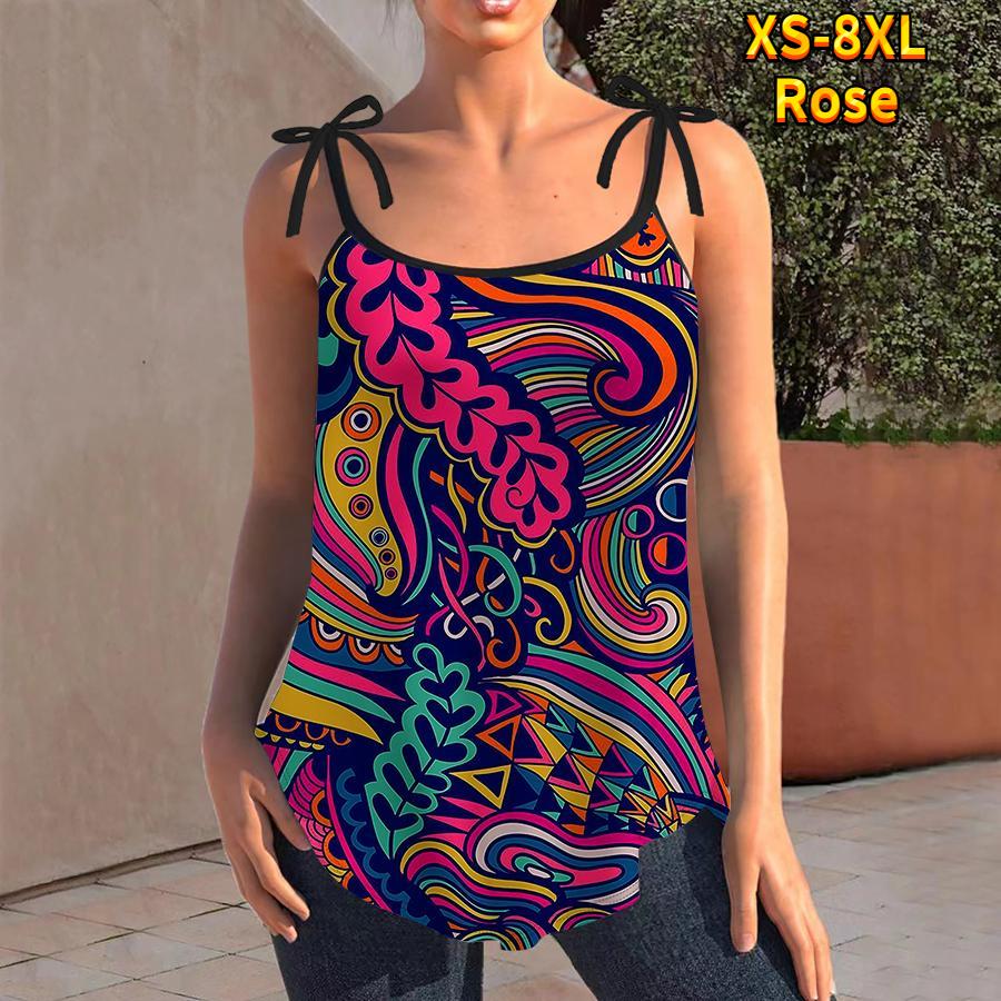 Satın alın Fashion Summer Colored Wheat Seedling Print Sleeveless Off ...