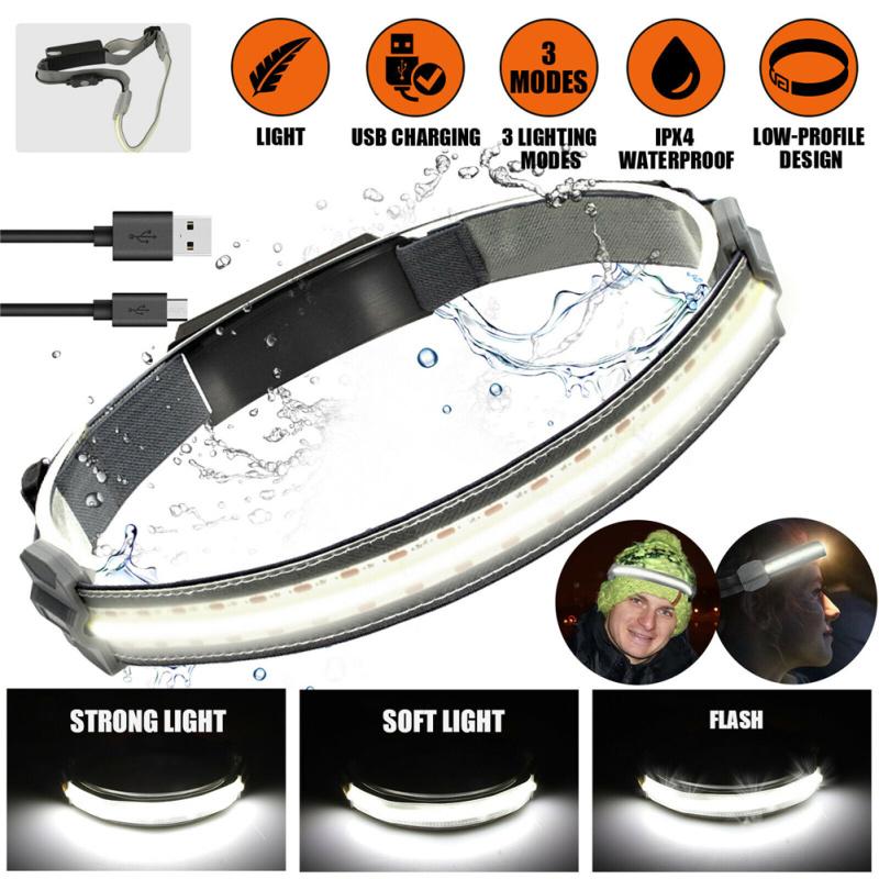 Buy Cob Led Headlight 3 Modes Torch Flashlight Work Light Head Band ...