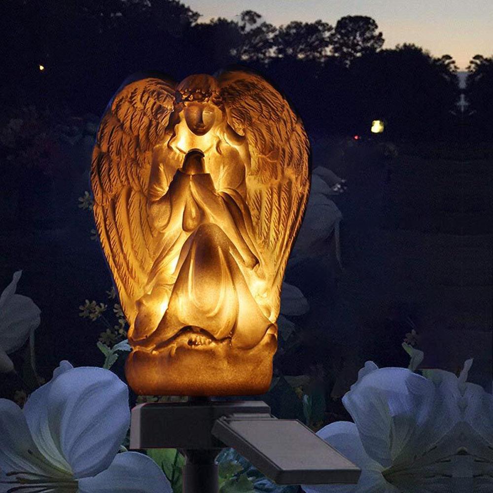 Solar Stake Lights Outdoor Angel Pattern Solar Light LED Lawn Lamp ...