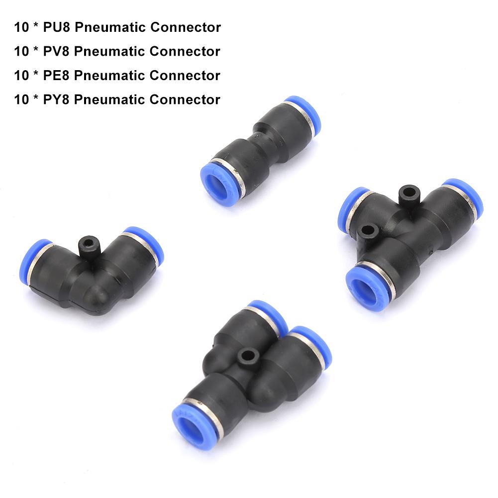 Buy 40Pcs High Pressure PU8 PV8 PE8 PY8 Plastic Pneumatic Connector Air ...