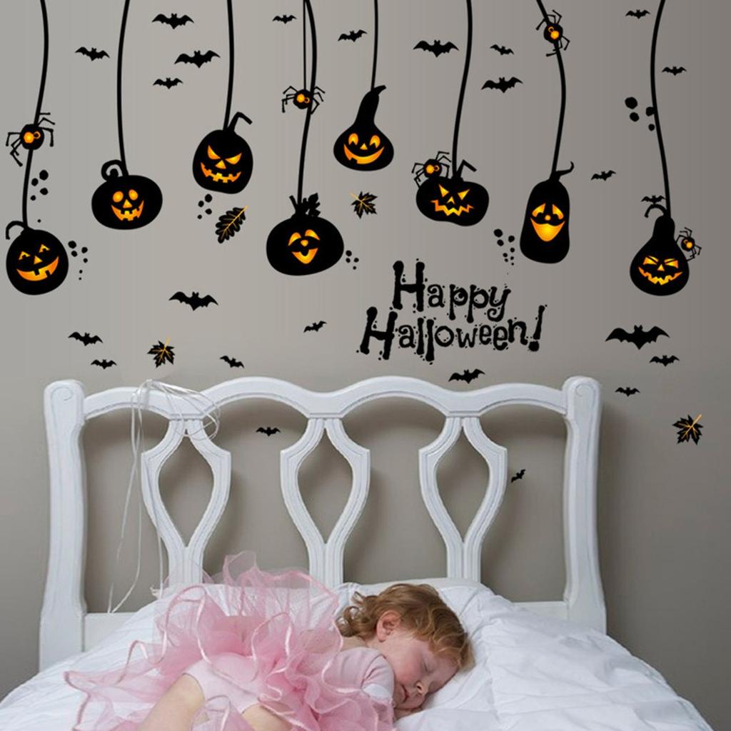Halloween Removable Stickers Haunted House Pumpkin Lamp Wall Stickers ...