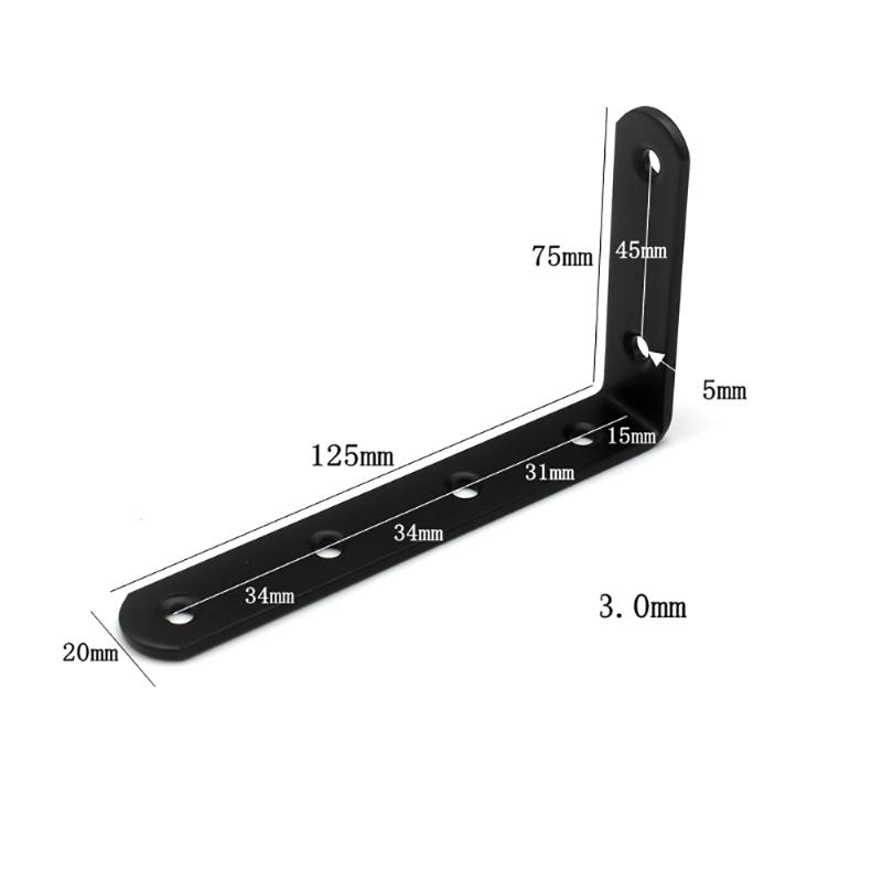 Buy 4Pcs Angle Shelf Bracket Thickened Cold-Rolled Steel Black 90 ...
