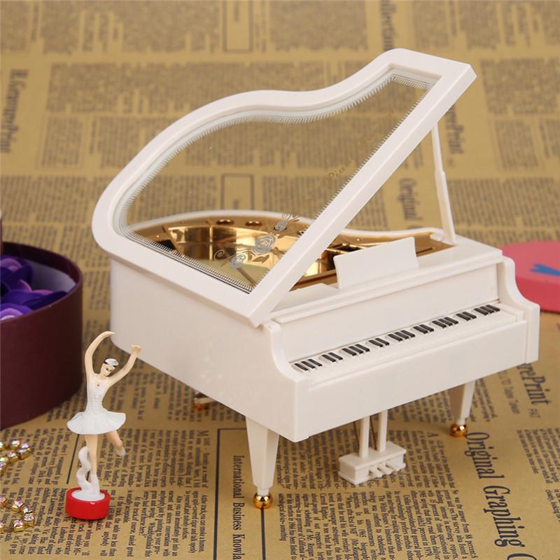 Buy Creative Plastic Spin Rotating Dancing Little Girl Piano Music Box ...