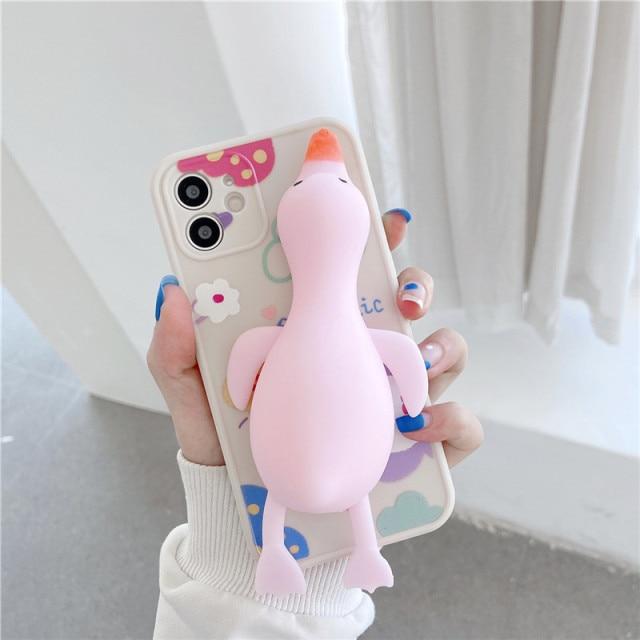 Buy Squeeze Toy 3D Lovely Duck Antistress Case for Iphone Xs Max 11 12 ...