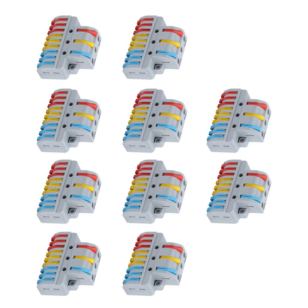 Buy 10Pcs Wire Block Clamp Terminal 3‑in‑9‑out Quick Wiring Electrical ...