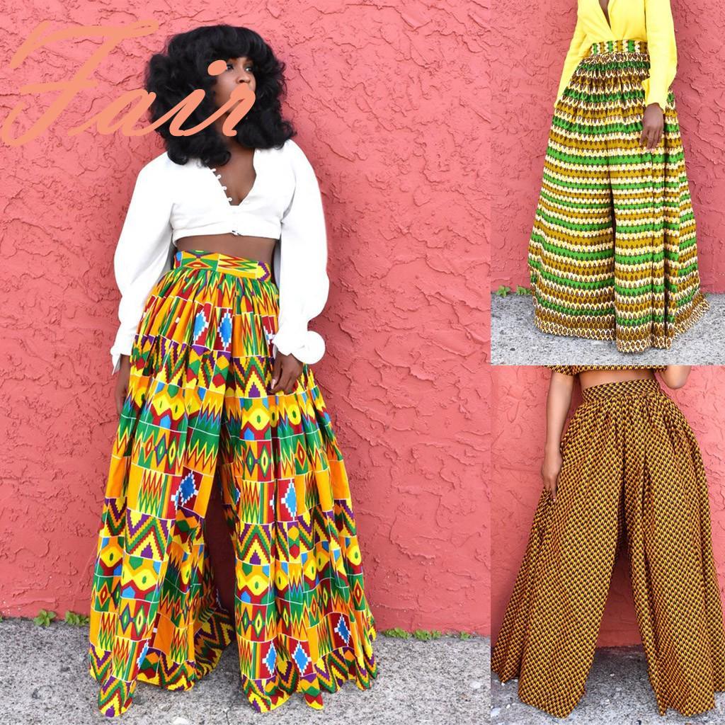 Buy Women Vintage 3d Digital Print Retro Casual High Waist Wide Leg ...