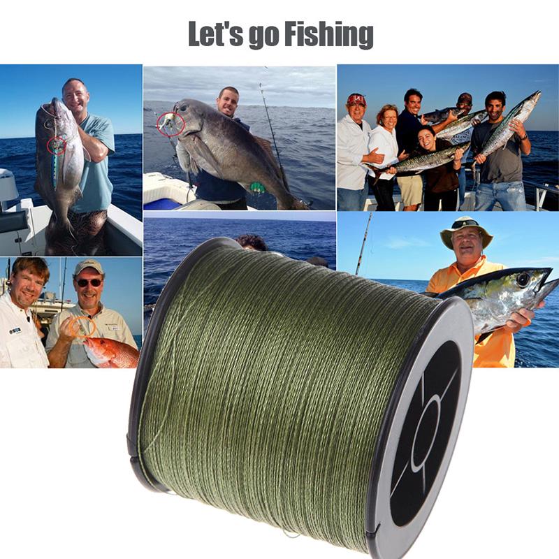500M 33Lb-100Lb Fishing Line Strength Pe Braided 4 Strands Sea Green ...
