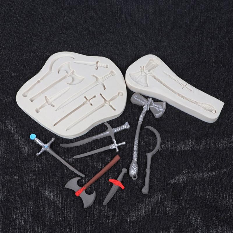 Buy 2Pcs Weapon Sword Axe Knife Pendant Resin Casting Dagger Silicone ...