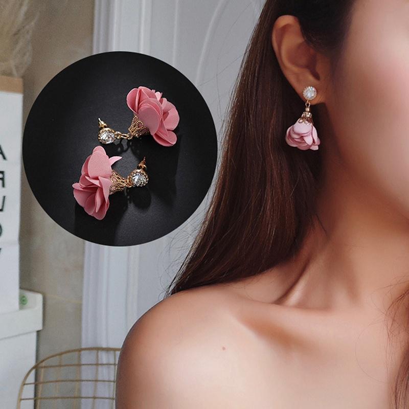 Buy Women Shiny Crystal Flower Pendant Earrings Accessories at ...