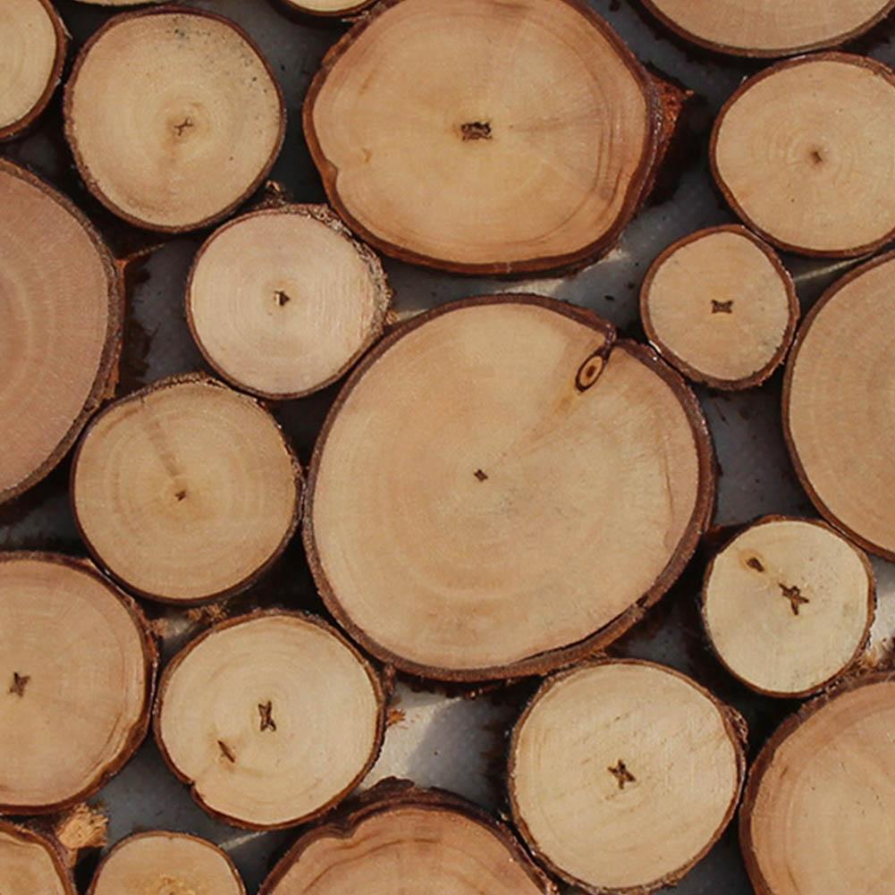 Buy 100pcs Pine Wood Slices Round Disc Tree Bark Wooden W/ For DIY ...