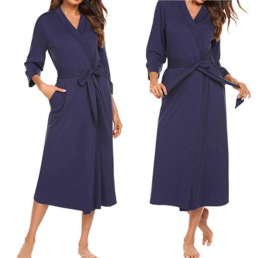 Buy Women Fashion Robes Cotton Lightweight Long Robe,Soft Sleepwear,V ...