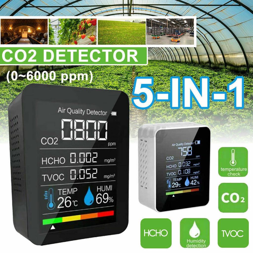 Multifunctional 5in1 CO2 Meter Digital Temperature Humidity Tester Air ...