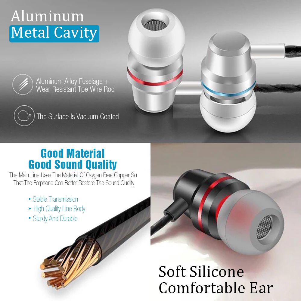 Buy Super Bass Stereo Metal Headphone In-ear Earbuds Wired Headset With ...