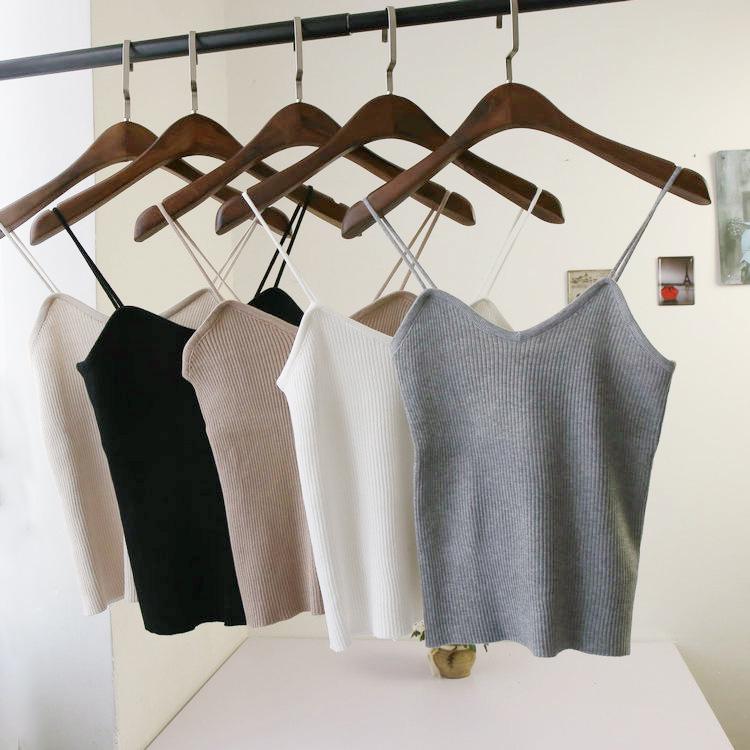 Buy Small Vest Korean Style Women Shoulder Strap V-neck Knit Camisole ...