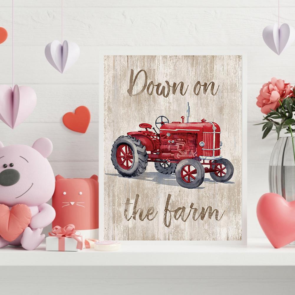 Cheap Handmade DIY Full Round Drill Diamond Painting 5D Red Tractor ...