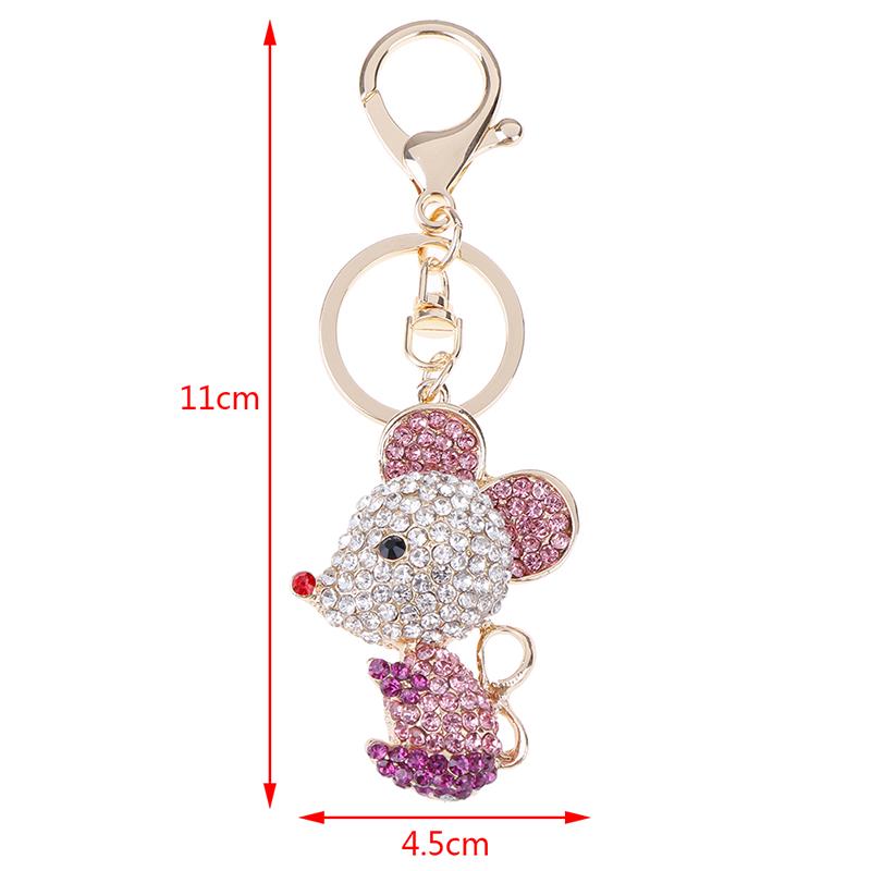 Buy Crystal Mouse Keychain Car Key Ring Women Bag Pendant Rat Chains ...