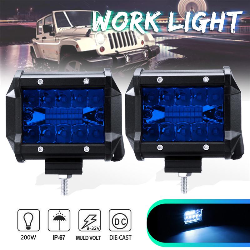 2X 4 Inch Blue LED Work Light Flood Spot Driving Fog Lamp Off-road ...