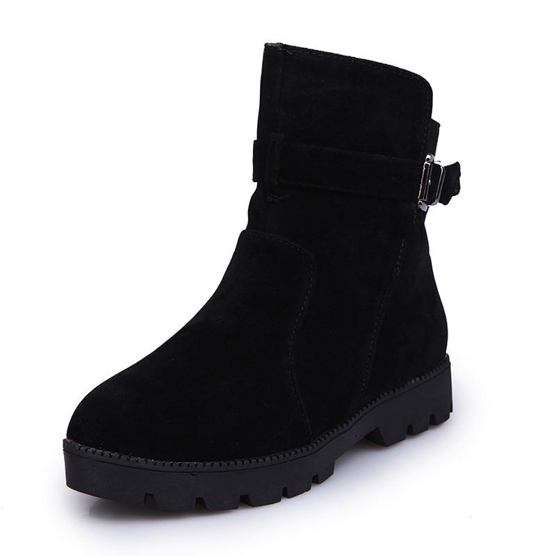 Women Snow Genuine Leather Ankle Boots Retro Lady Flat Shoes Warm Fur ...