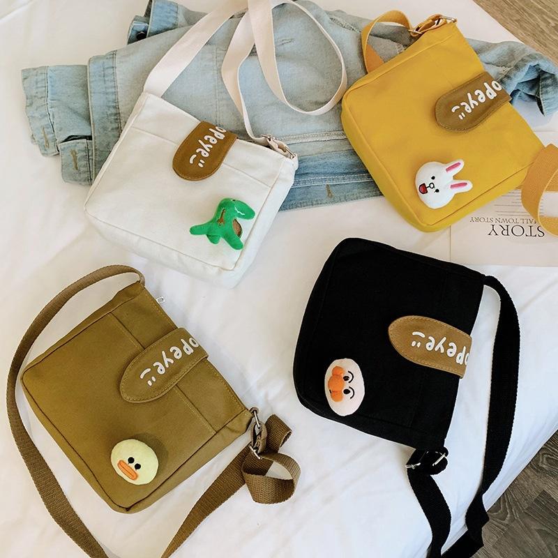 Buy Autumn new style canvas bag women's single shoulder diagonal bag ...