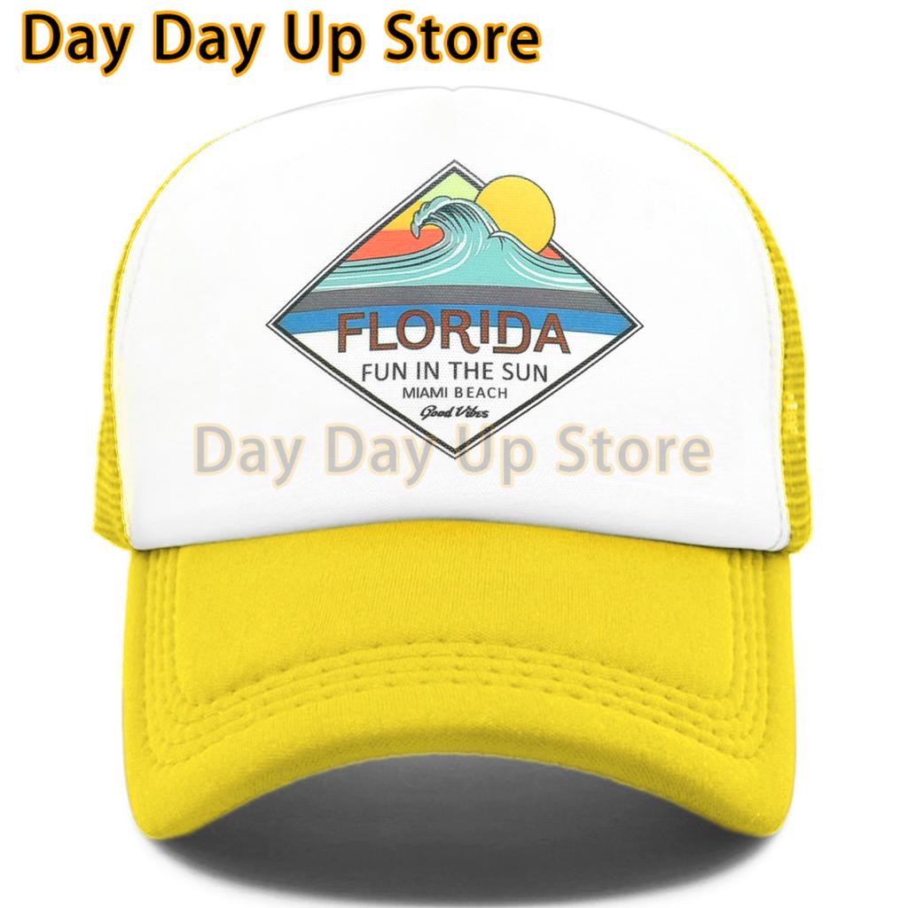 Compre Florida Trucker Cap Hat Miami Seaside Beach Mesh Cap Vacation ...