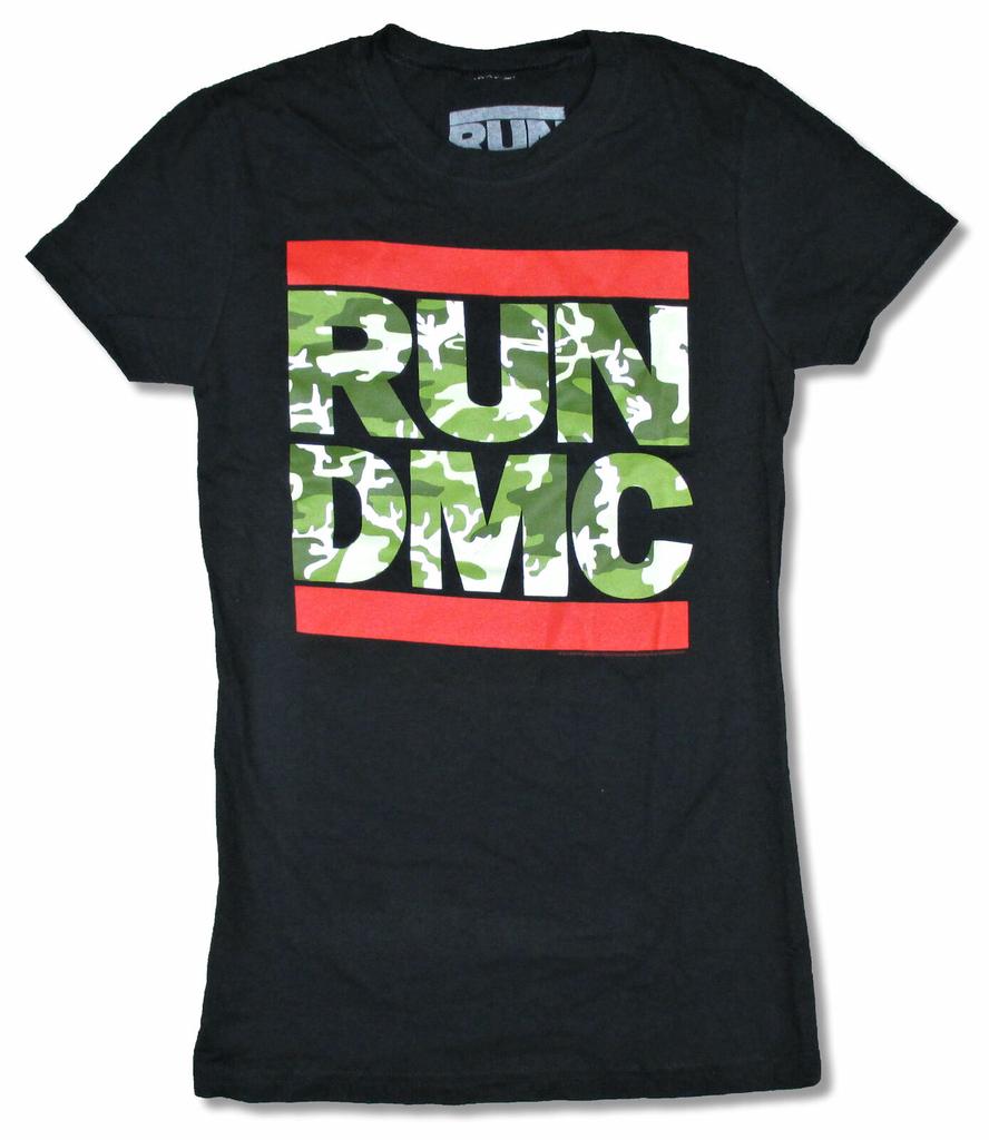 Buy Run Dmc Camo Girls Juniors Black T Hip Hop Pattern Printed T ...