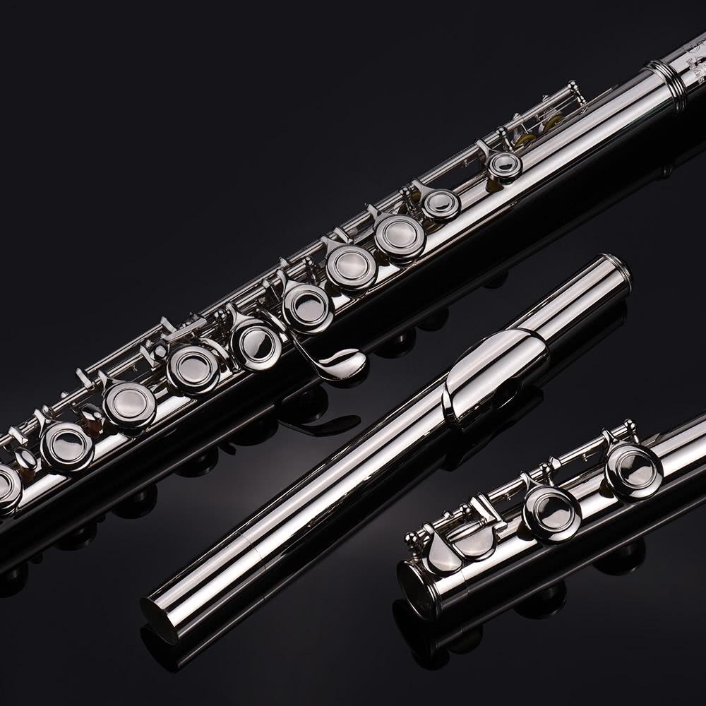 Buy Western Concert Flute Silver Plated 16 Holes C Key Cupronickel ...
