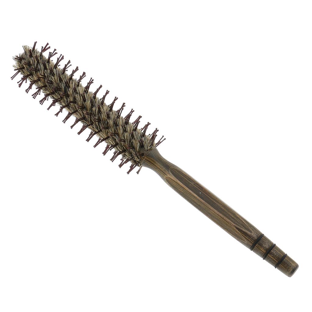 Buy Anti-static Bristle Round Comb DIY Hair Curling Natural Wood Handle ...
